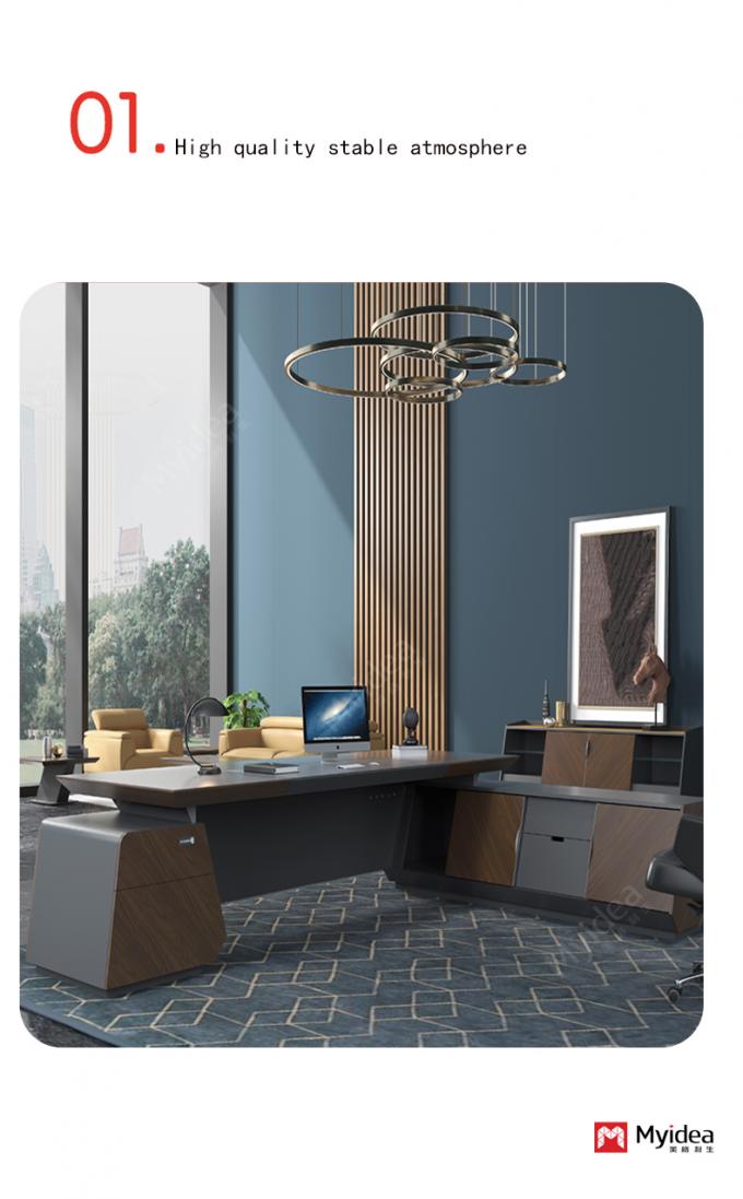 Modern Luxury Boss Office Desk Large Wooden MDF Panel Desk in Dark ...