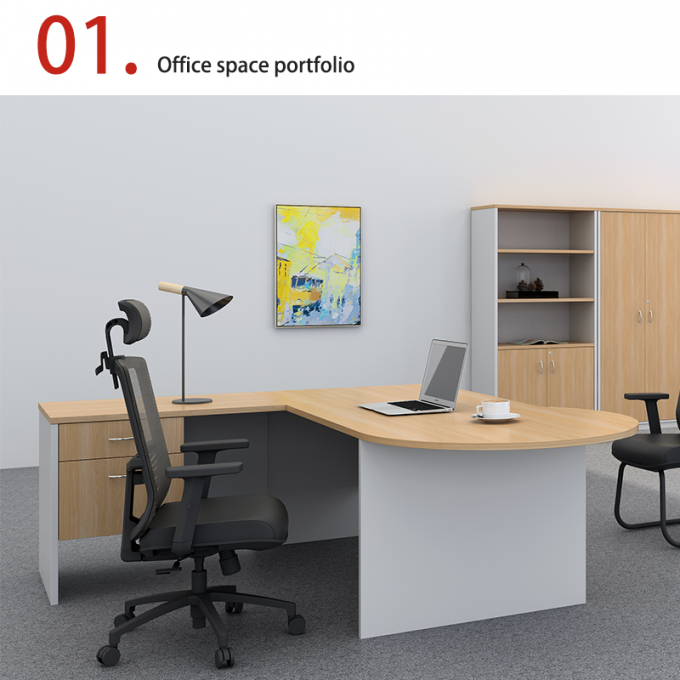 L-Shaped Executive Desk, Melamine Board Material, Spacious Corner ...
