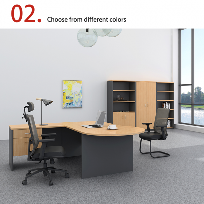 L-Shaped Executive Desk, Melamine Board Material, Spacious Corner ...