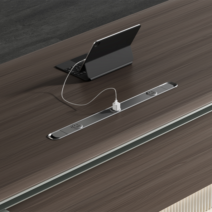 High End PVC Coated Curved Executive Office Desk – Voice Controlled LED ...