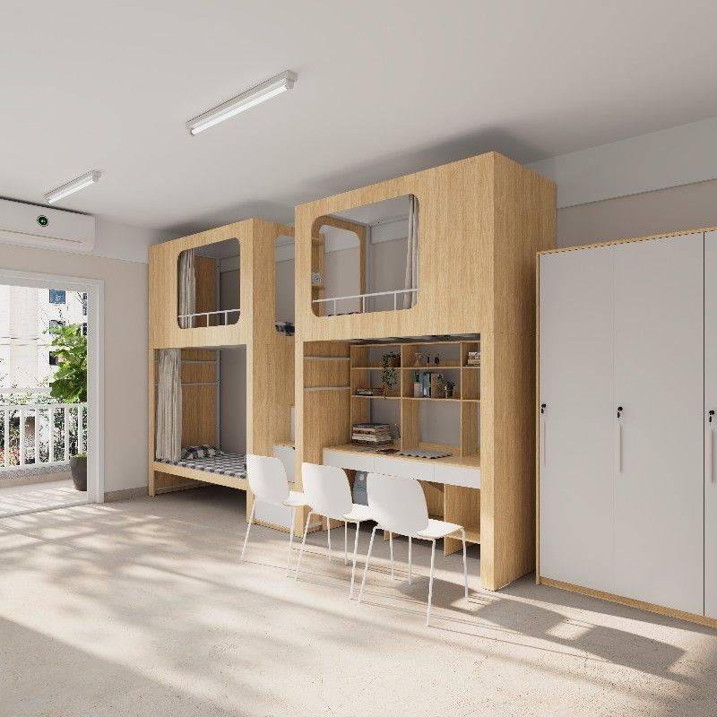 Military Bunk Bed With Storage Cabinet Wood 4600 X 900 X 2400mm