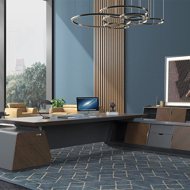 Modern Luxury Boss Office Desk Large Wooden MDF Panel Desk in Dark ...