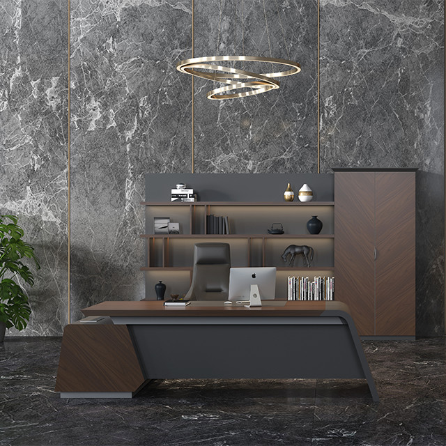 Modern Luxury Boss Office Desk Large Wooden MDF Panel Desk in Dark ...